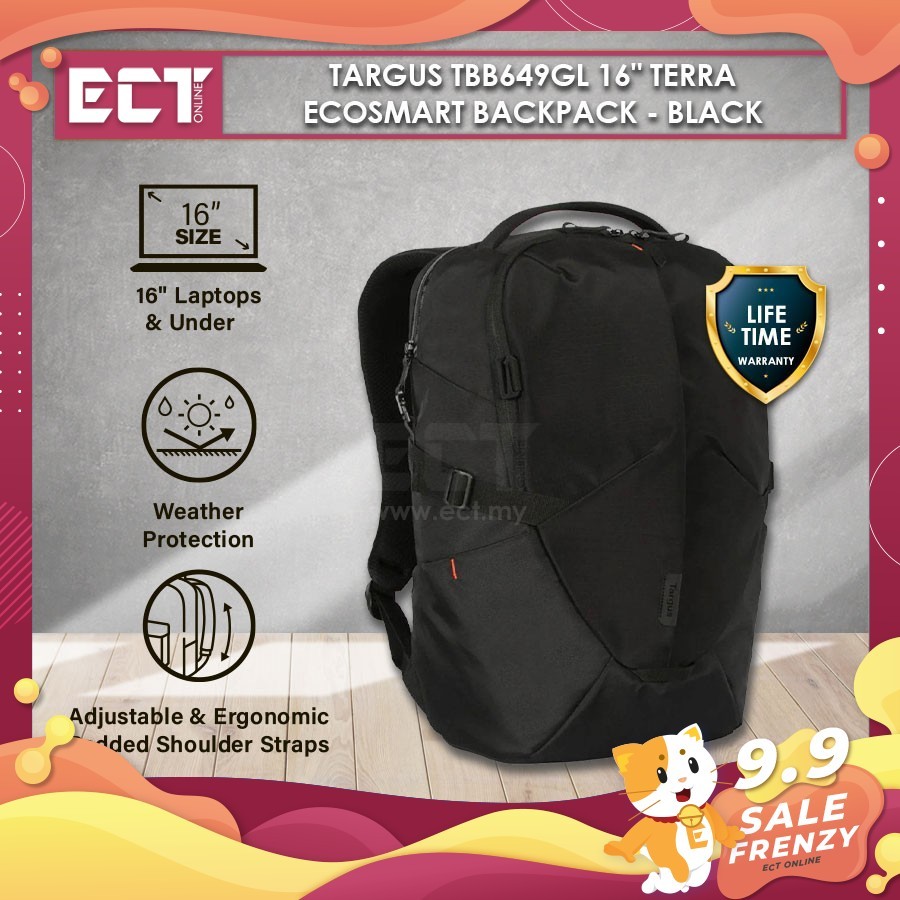 Targus TBB649GL / TBB64904GL 15-6" Terra EcoSmart Backpack - (Black ...