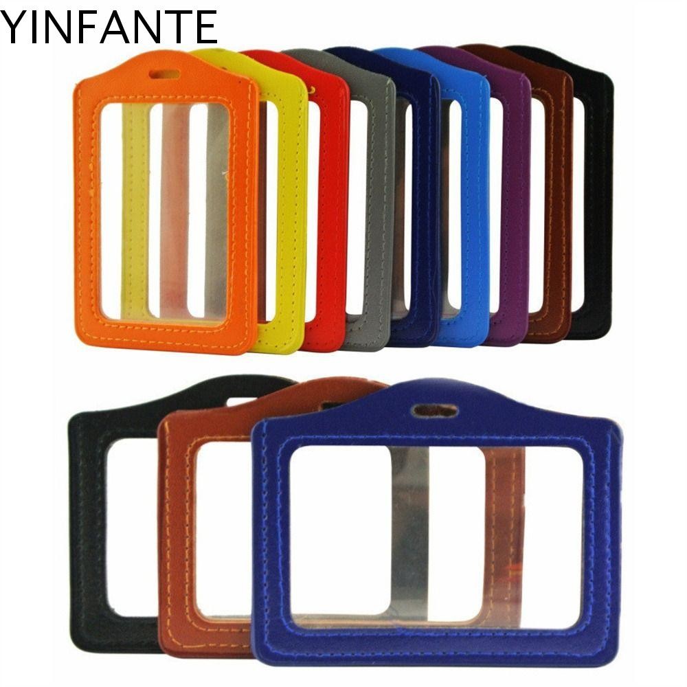 NEEDWAY ID Badge Case, PU Leather Double-Sided Business Card Holder ...