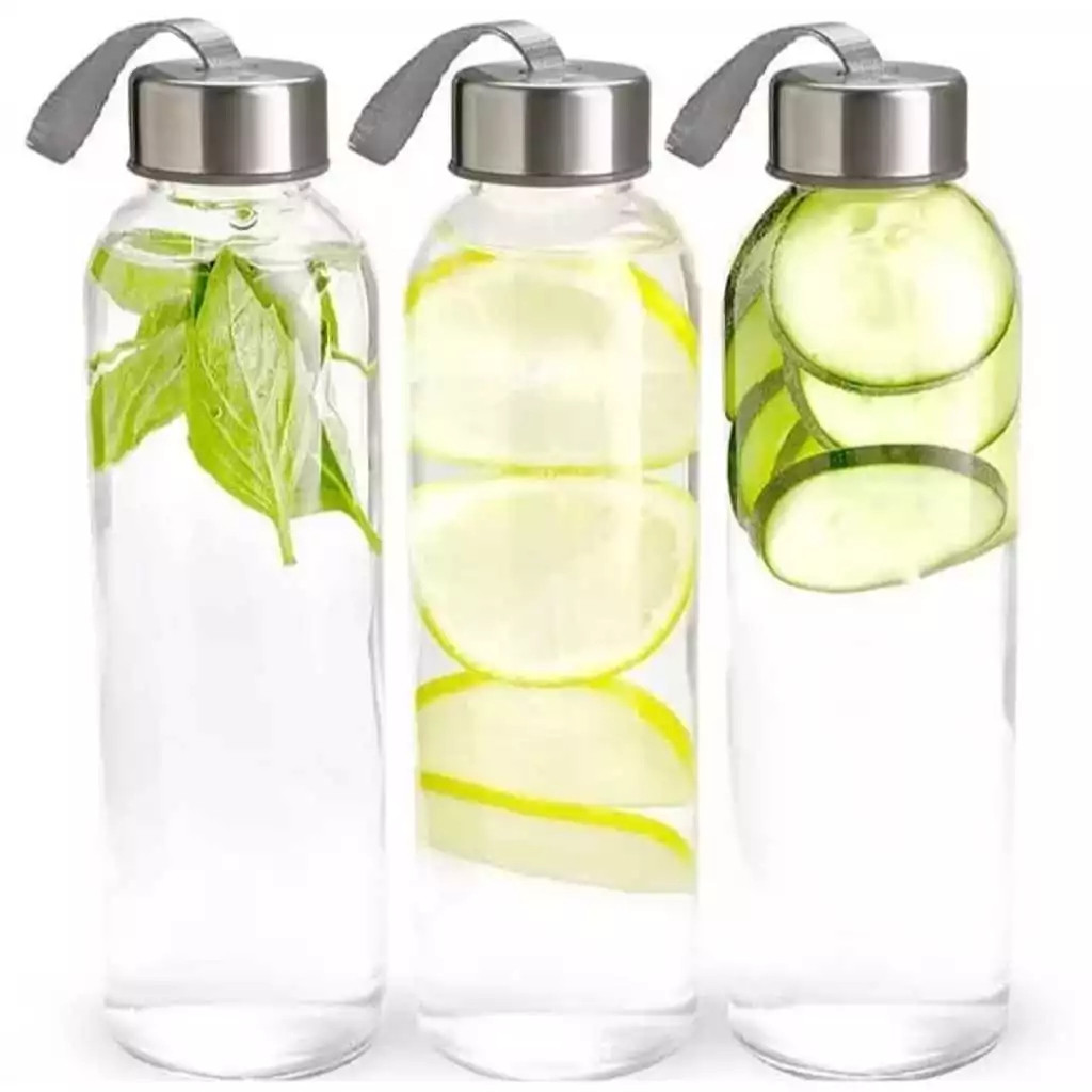 TERMOS BU Transparent Clear Glass Bottle BPA Free Anti-Spill Lid 420ML ...