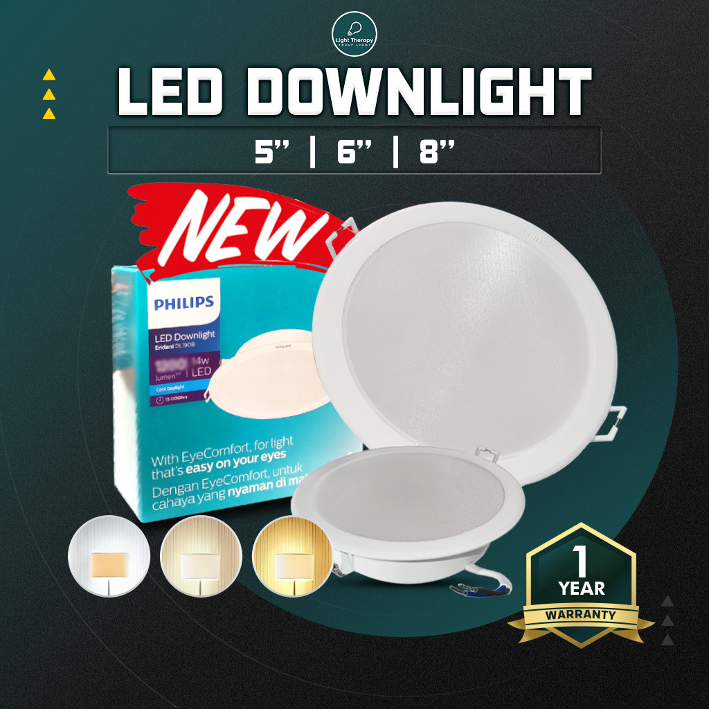Philips Eridani DL190B Lampu Downlight LED Siling Tertanam Bulat Untuk ...
