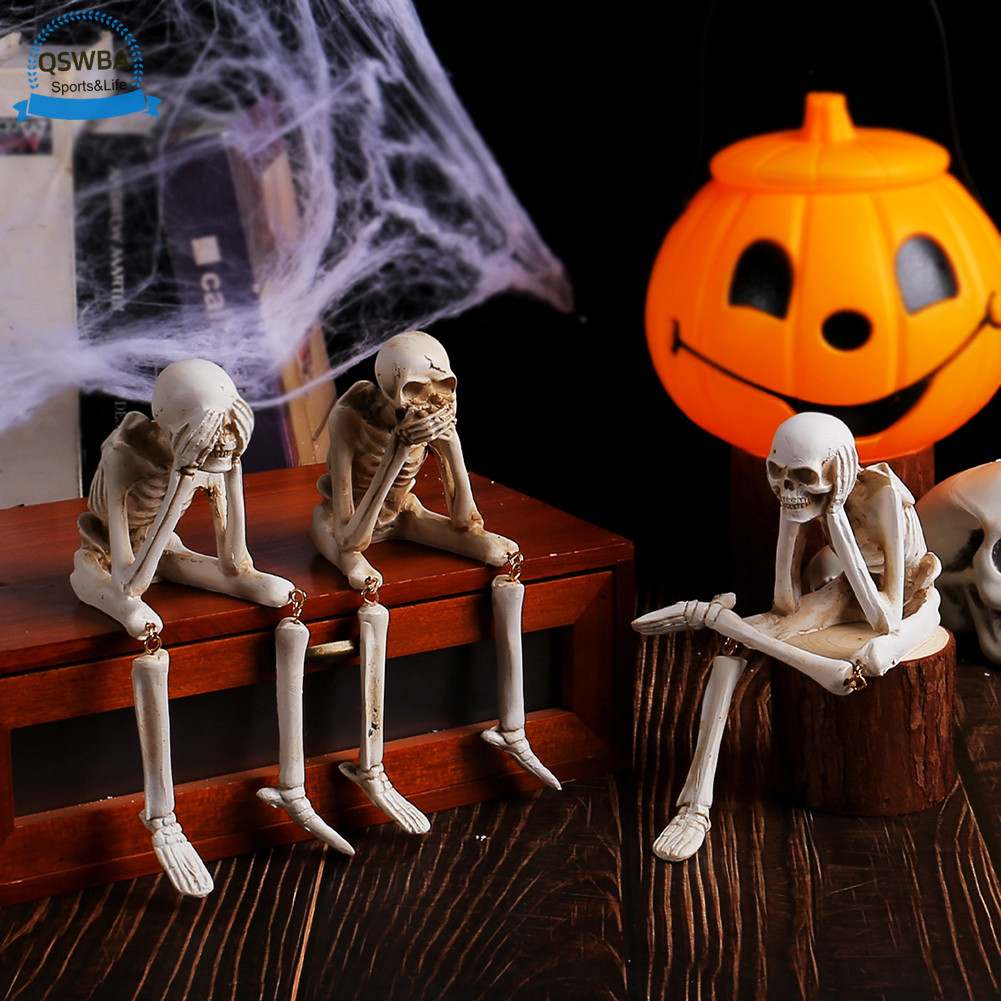 See No Evil/Hear No Evil/Speak No Evil Skeleton Figurines For Halloween ...