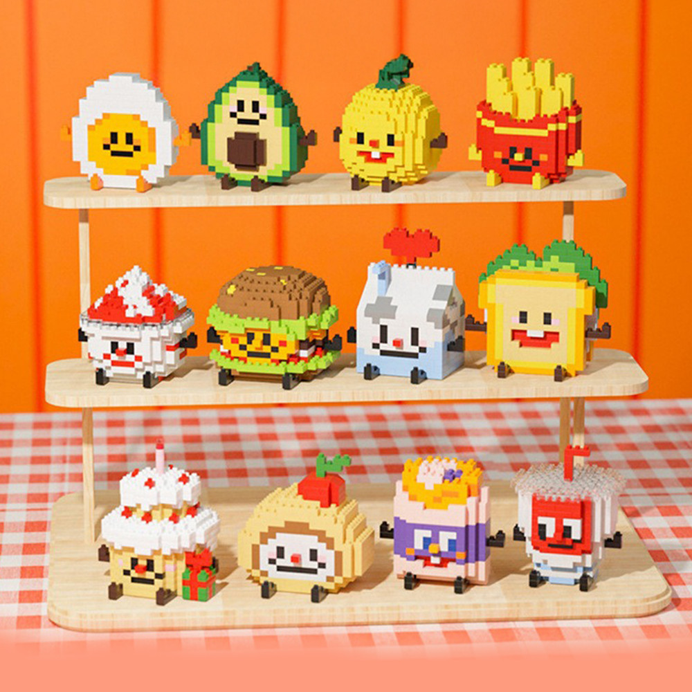 [12 IN 1] Fruit Fastfood Series Mini Bricks Avocado Lemon Burger ...