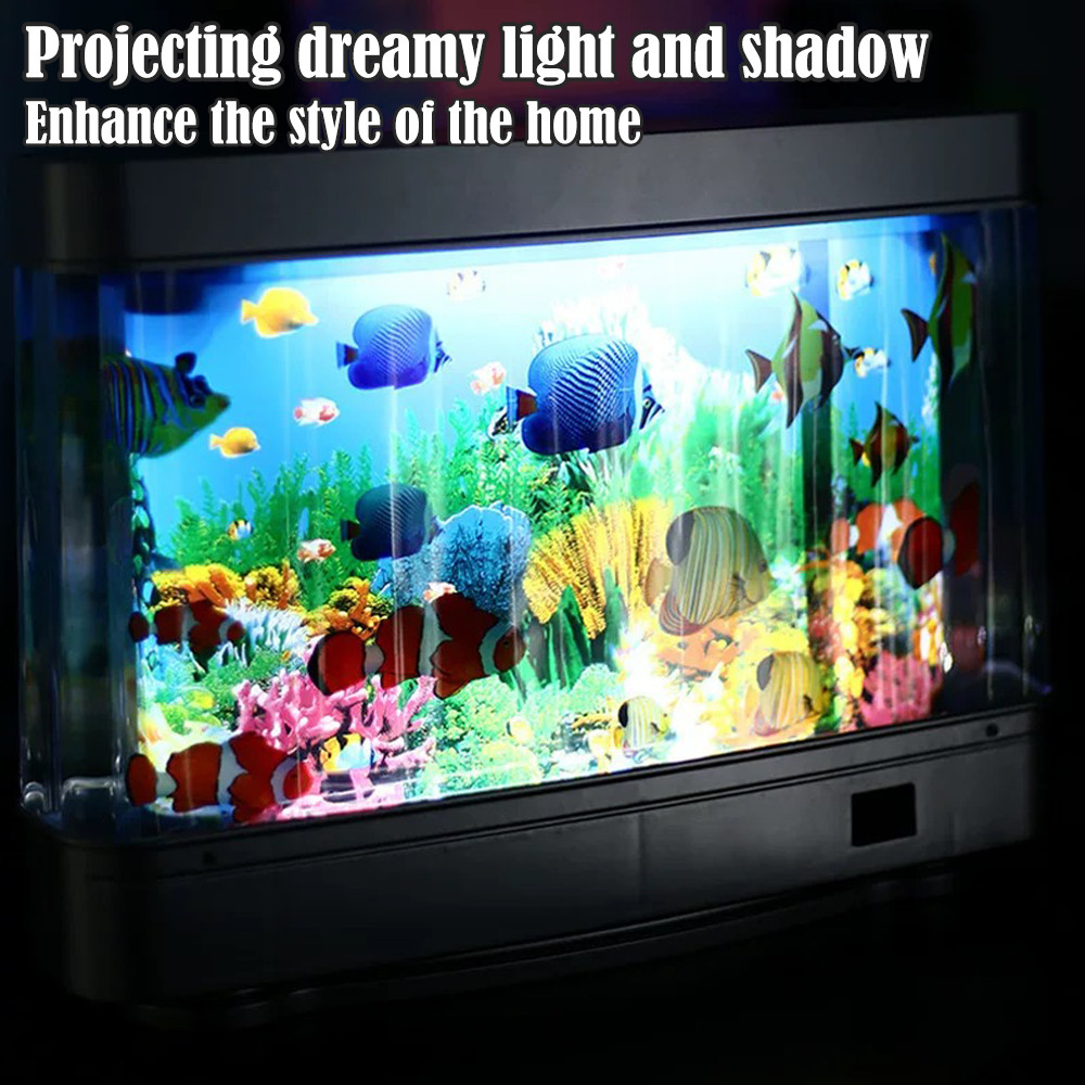 Mini Aquarium Simulation Fish Lamp Home Night Decoration Small Table ...