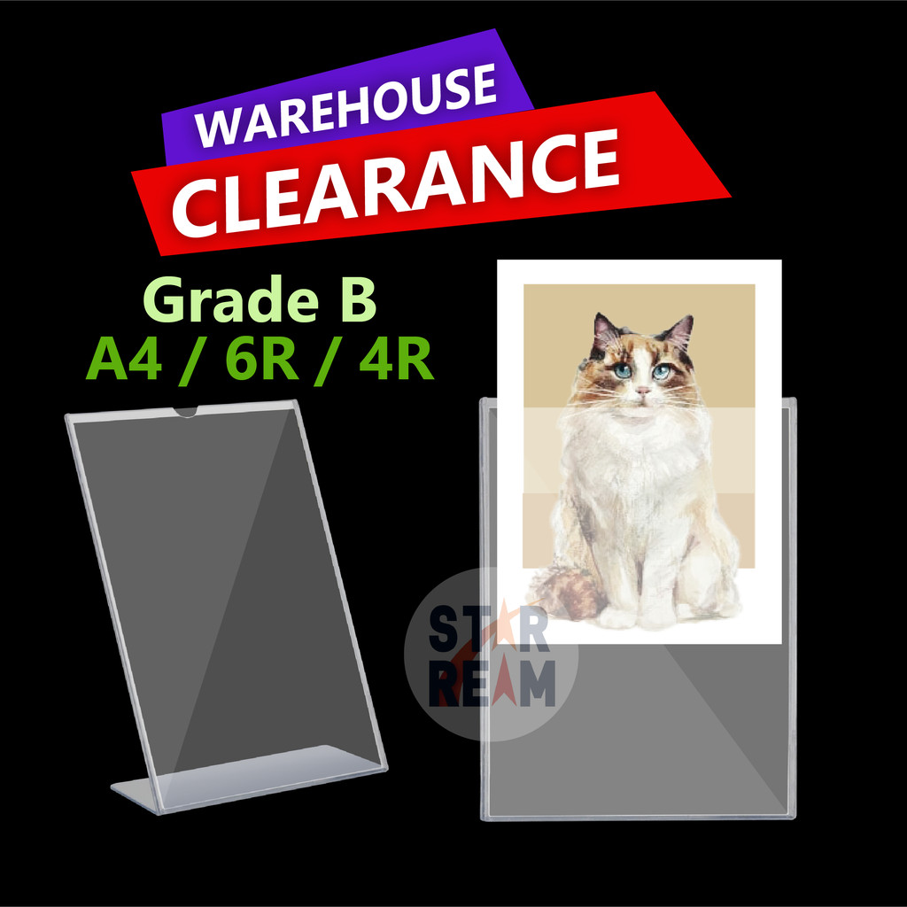 Warehouse Clearance! Acrylic Stand A4/ 6R/ 4R [L Shape] Transparent ...