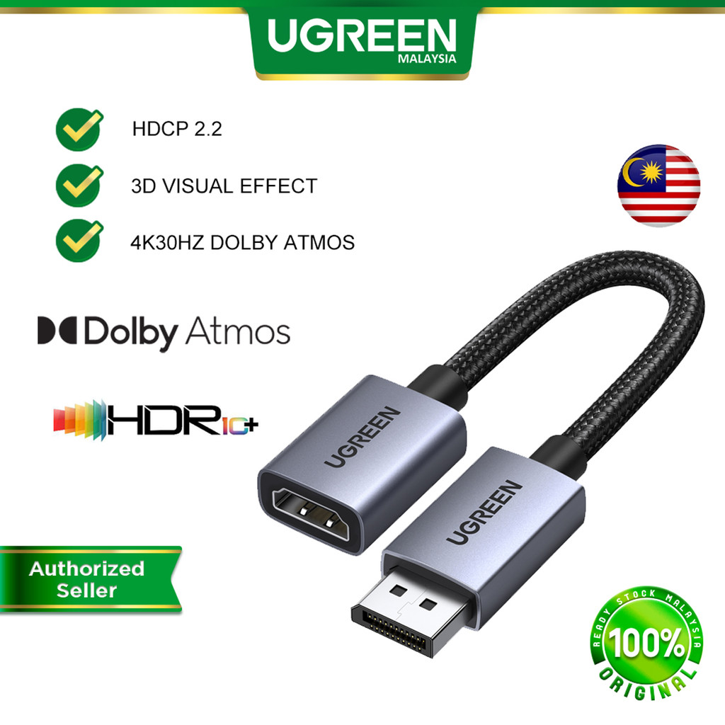 UGREEN DisplayPort to HDMI 4K 30Hz Adapter 10.2 Gbps HDCP 2.2 AMD ...