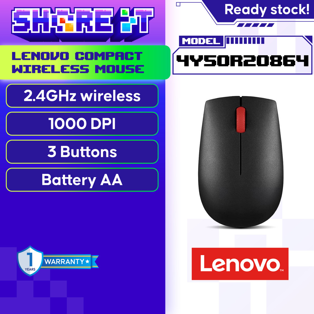Lenovo Essential Compact Wireless Mouse - 4Y50R20864 for student home ...