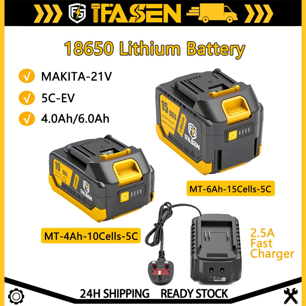 IFASEN 21V 5C 18650 Batteri Drill Batteri 4Ah/6Ah Rechargeable battery ...