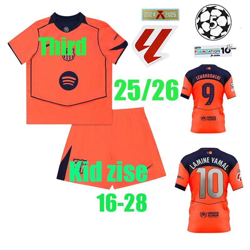 25/26 LAMINE YAMAL soccer clothe BaRceLonas Third jersey kid suit （with ...