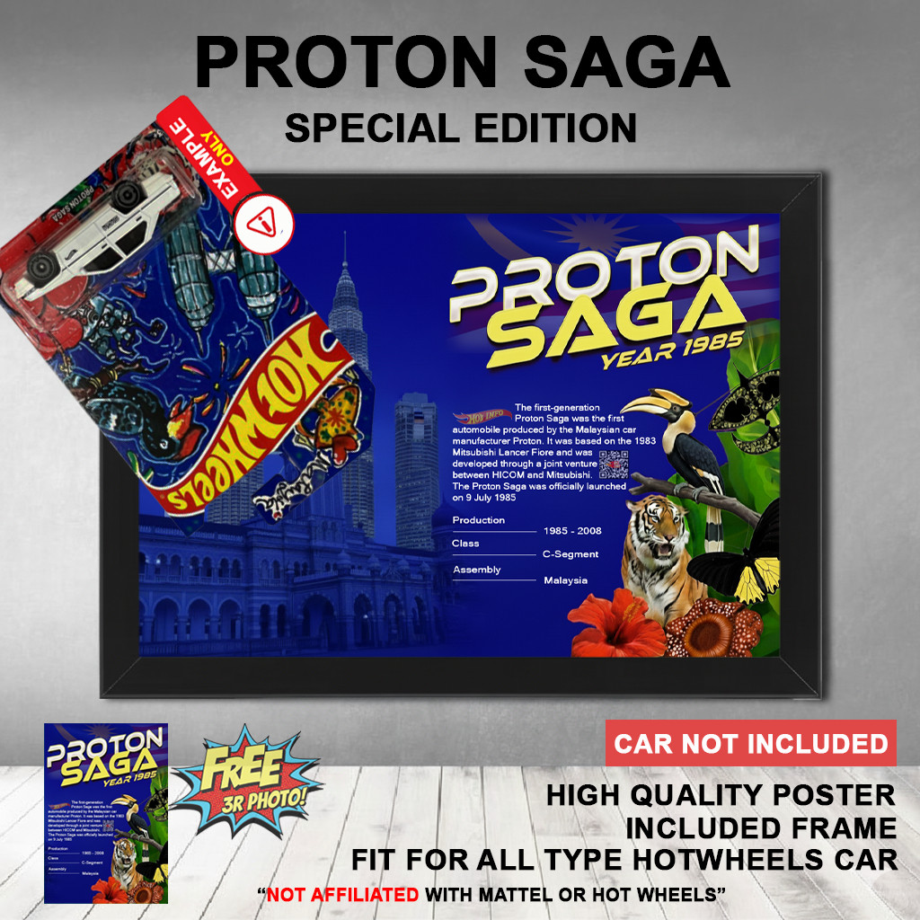 [Malaysia] SMART POSTER Wall Deco Gambar Frame Hotwheels PROTON SAGA ...