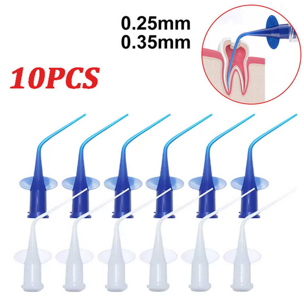 10Pcs/bag Dental Disposable Plastic Syringe Tip Blue Transparent Endo ...