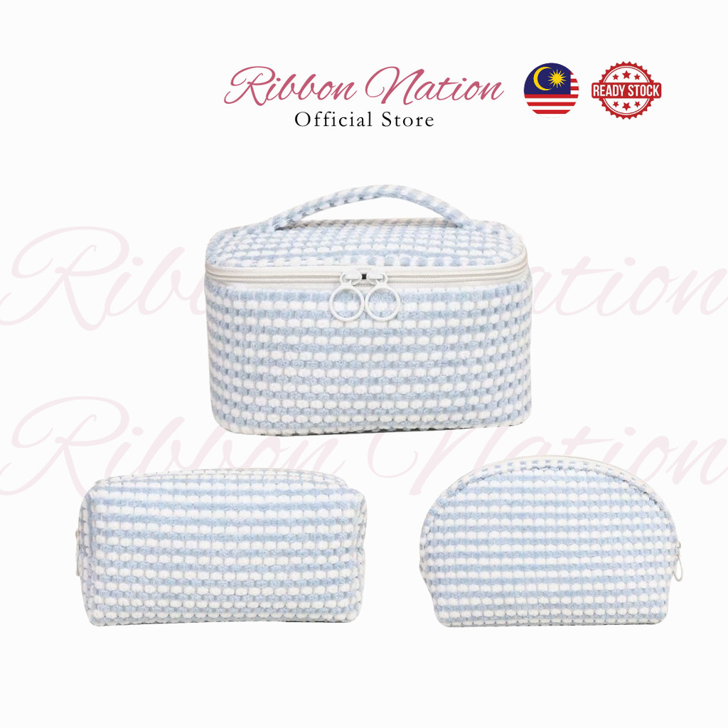 🎀 🇲🇾 𝐑𝐄𝐀𝐃𝐘 𝐒𝐓𝐎𝐂𝐊 🇲🇾🎀 Solid Color Makeup Bag Set Zipper Large Soft ...