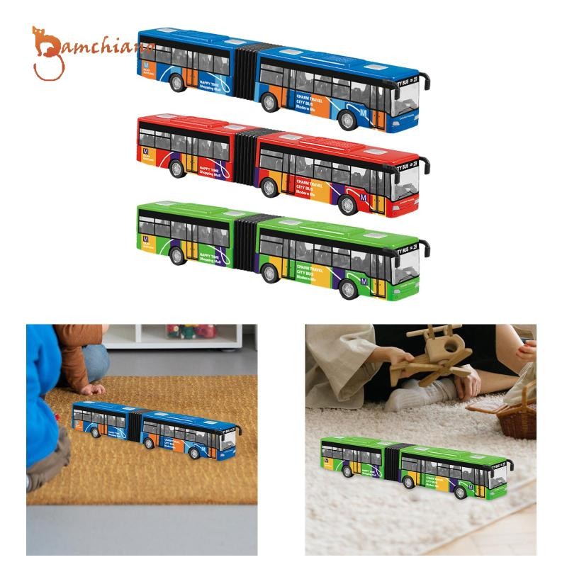 [Gamchiano] Pull Back Long Bus Model Two Section Articulated Bus Toy ...