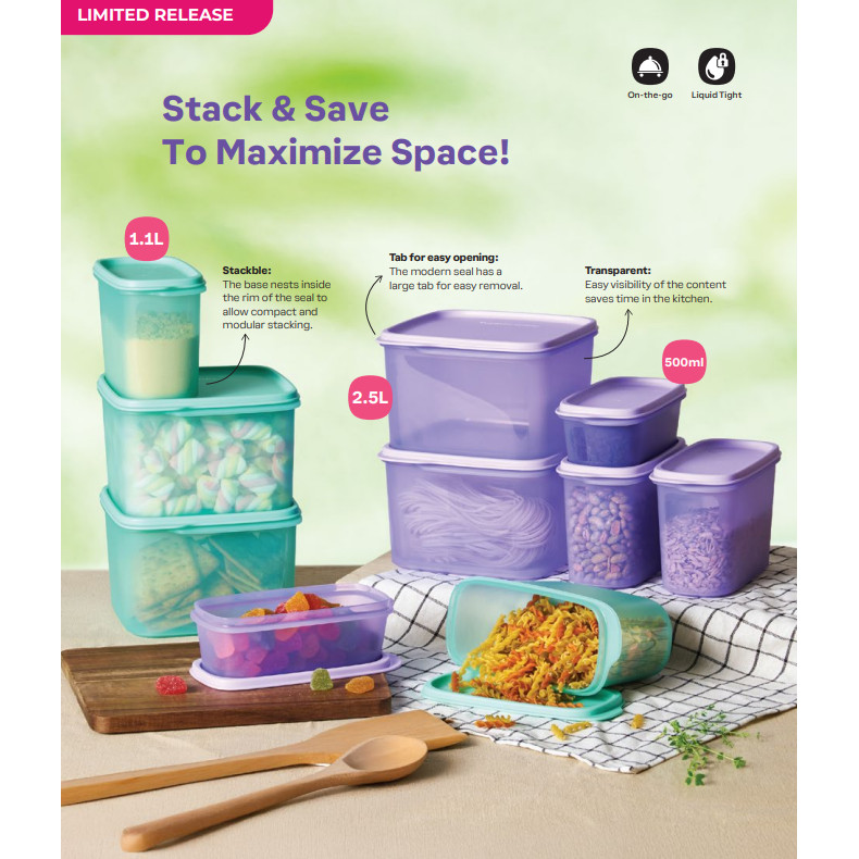 Tupperware Smart Saver Square (2) 2.5L / Smart Saver Oval (2) 1.1L ...