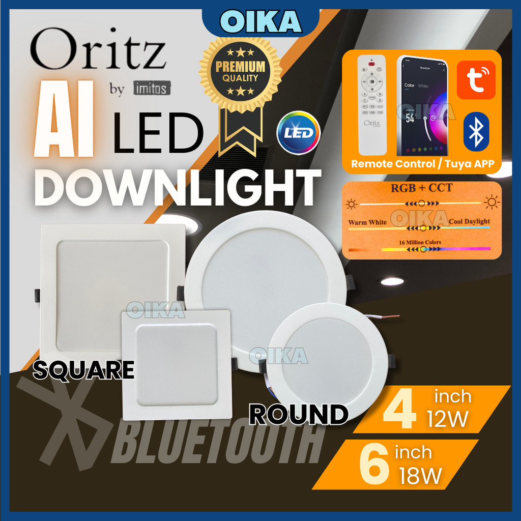 Oritz AI Smart LED Downlight Tuya Smart App Remote Control Bluetooth ...