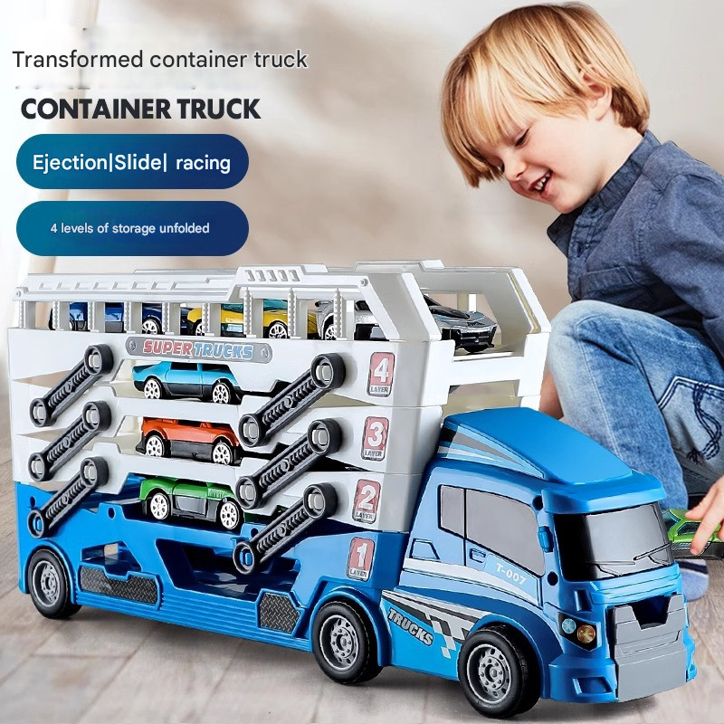 Big Truck Toy with Storage & Launch Function - Multi-Layer Car Carrier ...
