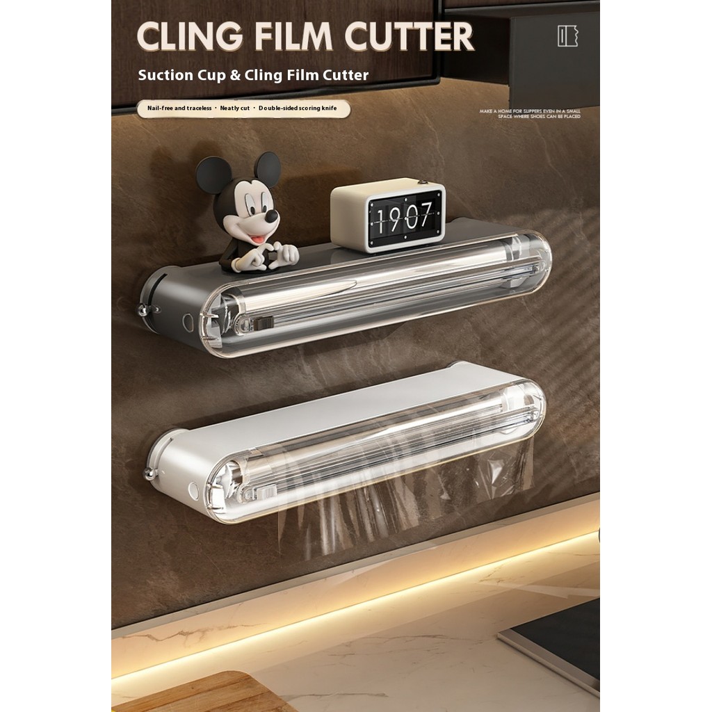 Plastic Wrap Cutter Kitchen Cling Film Cutter And Storage Box Aluminum ...