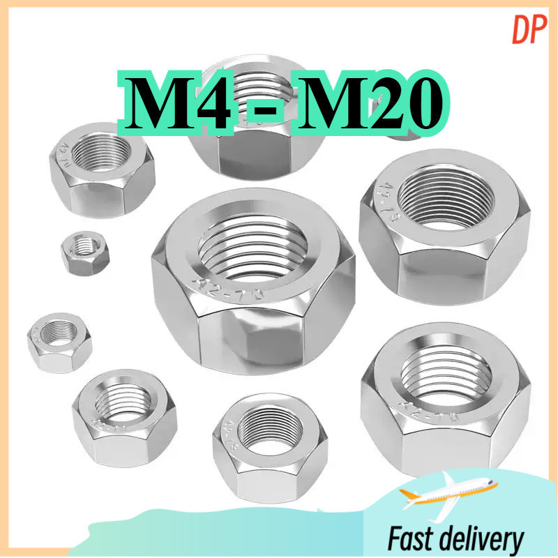 Hex Nut 304 Stainless Steel Hexagon Nut Hexagon Screw Bolt Lock Nut ...