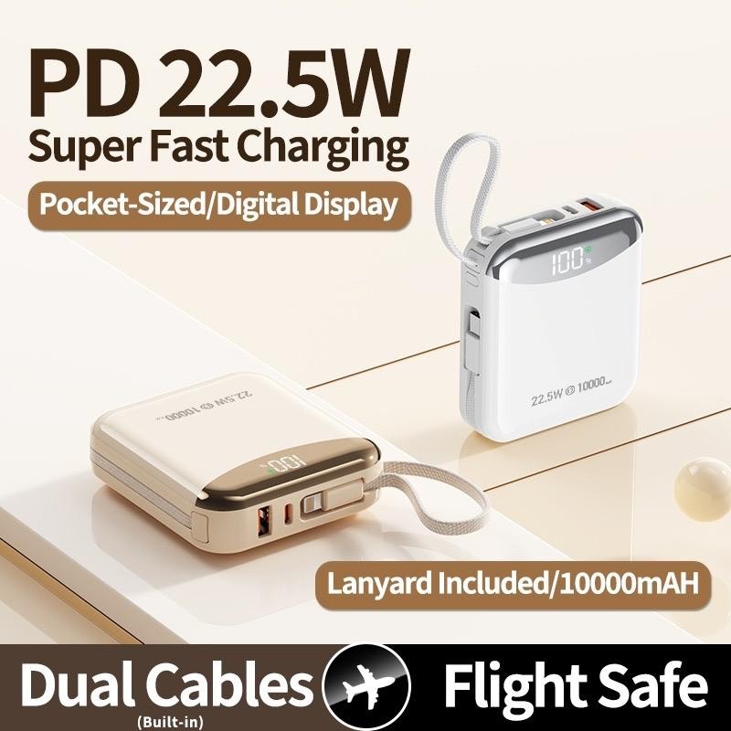 Maxwear Original Mini Power Bank 10000mAh Dengan Dual Kabel 22.5W Super ...