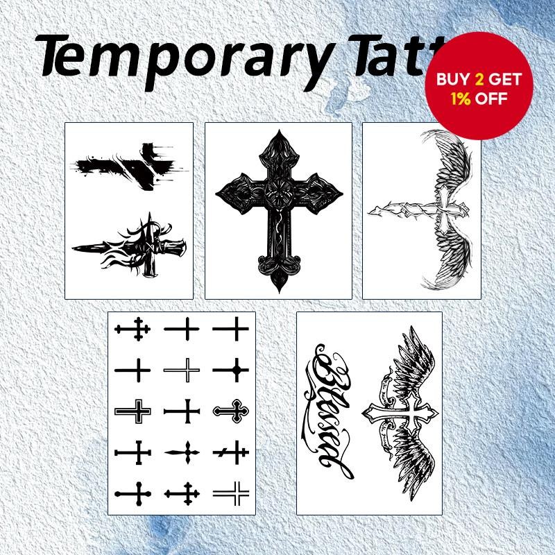 Cross Temporary Tattoo Stickers Waterproof Lasts 715 Days Realistic Non ...