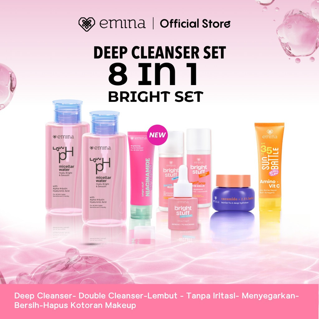 Emina 8 in 1 2 in 1 Package 3 in 1 Deep Cleanser Emina HyaluBright ...