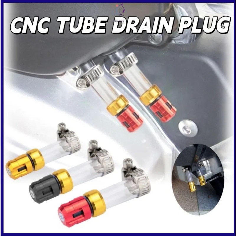 🏍CNC Universal Fuel Filter Scooter CNC Hose Air Filter box Pipe Drain ...