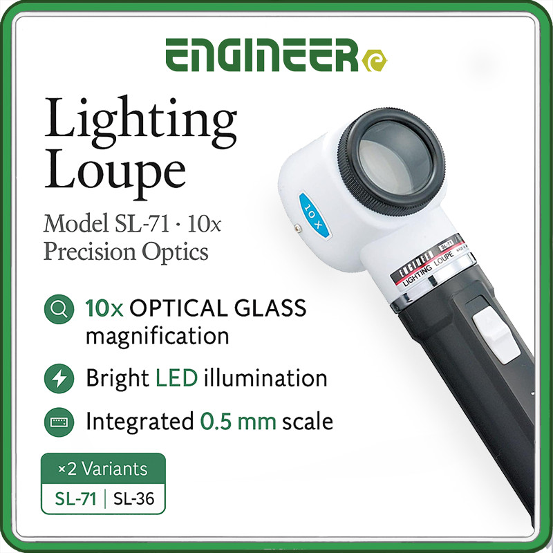 ENGINEER Lighting Loupe Magnifier - 10× & 5× Variants (SL-71 / SL-36 ...