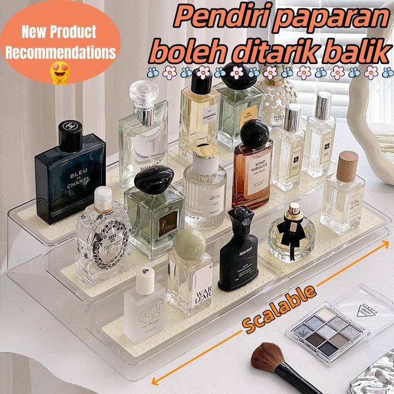 Scalable Perfume Organizer Transparent 3-layer Ladder Acrylic Perfume ...