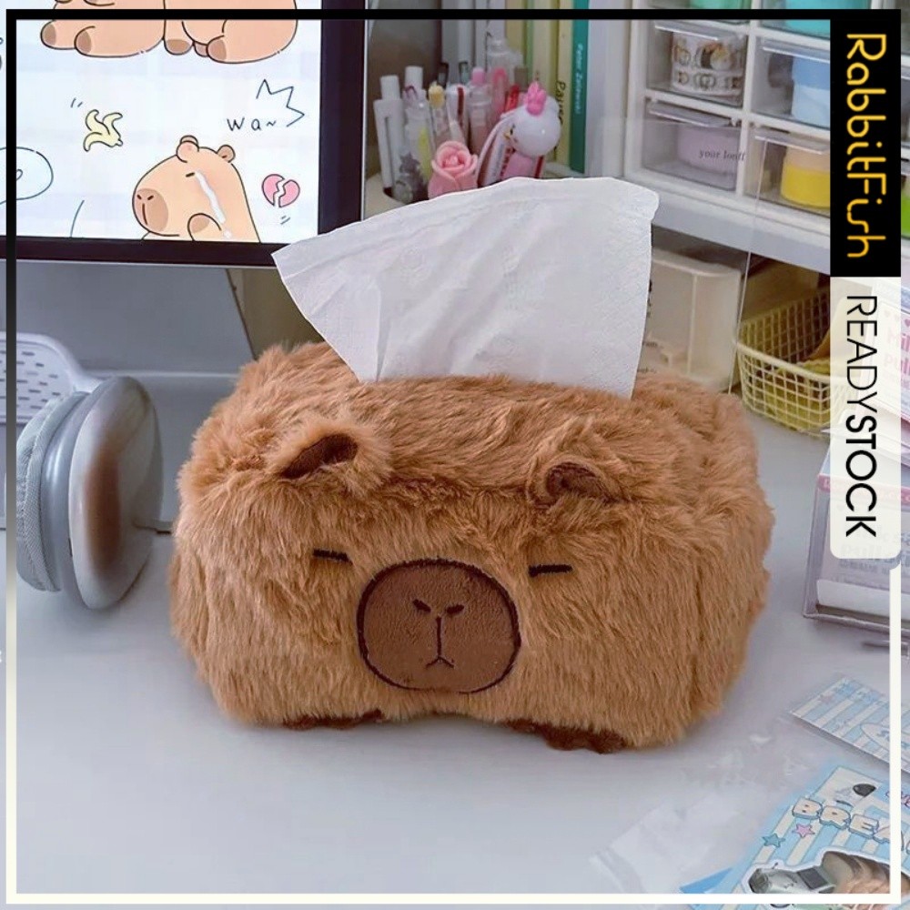 RabbitFish Cartoon Plush Capybara Car Tissue Box Toy Storage Box Car ...
