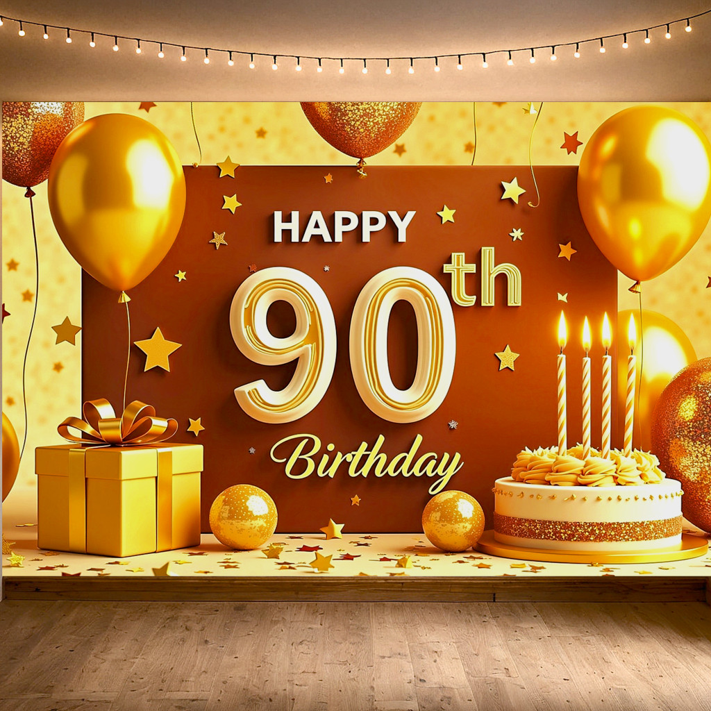 Happy 90th Birthday Decorations,90th Golden Balloon Large Birthday ...