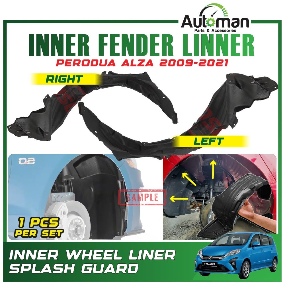 Fender Inner Liner Perodua Alza 2009 - 2021 Mudguard Cover Daun Pisang ...