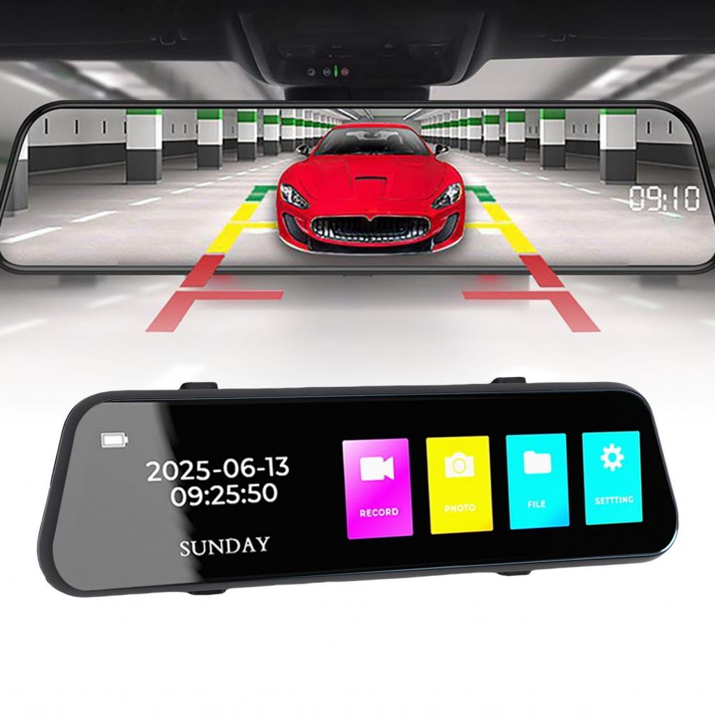 9.66in Mirror Dash Cam Super Wide Angle Lens Safe 4K Rear View Camera ...