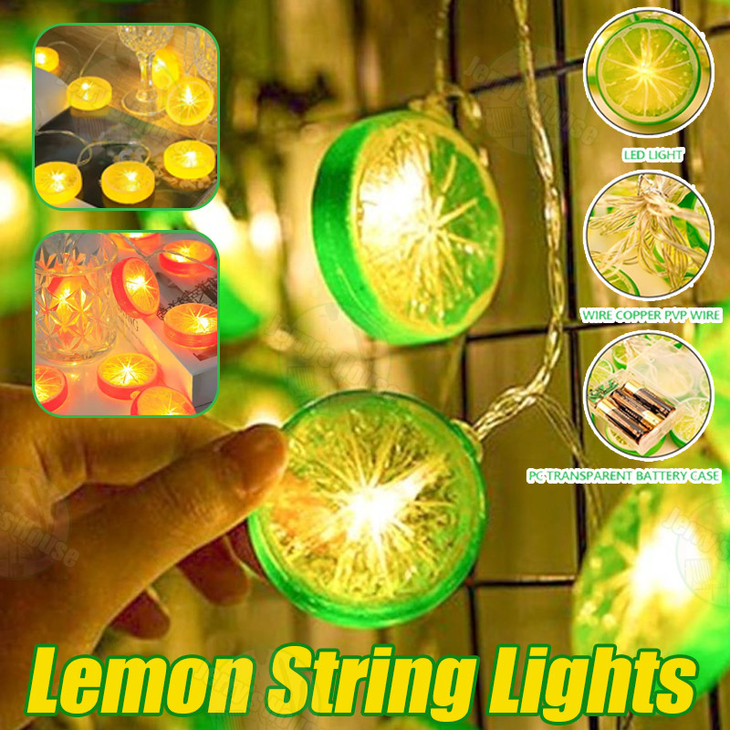Lemon String Lights LED Lights Lemon Slice Battery Powered Fairy String ...