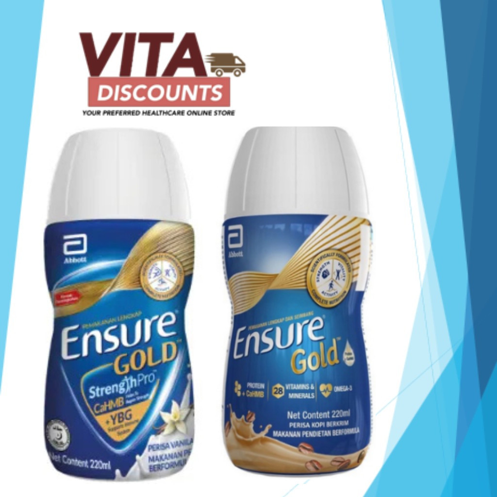 ENSURE GOLD COMPLETE NUTRITION LIQUID LESS SUGAR VANILLA / COFFEE 220ML EXP04/2026 | Shopee Malaysia