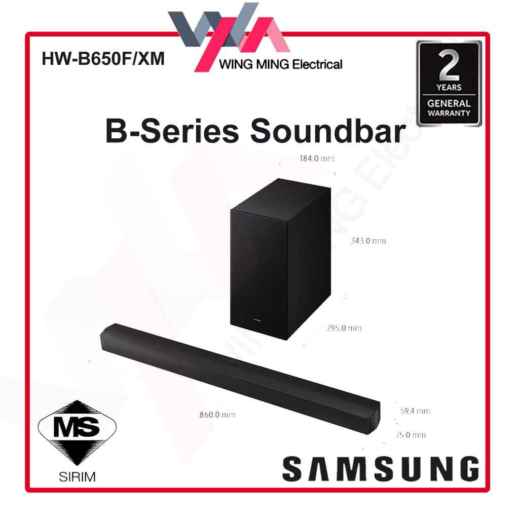 Samsung HW-B650F/XM 3.1ch Soundbar Wireless Sub BT Dolby Audio DTS ...
