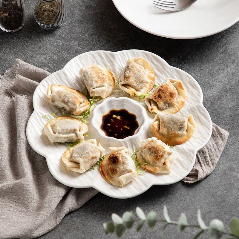 Dumpling Plate with Dipping Seasoning Plate Plate Plate Creative ...