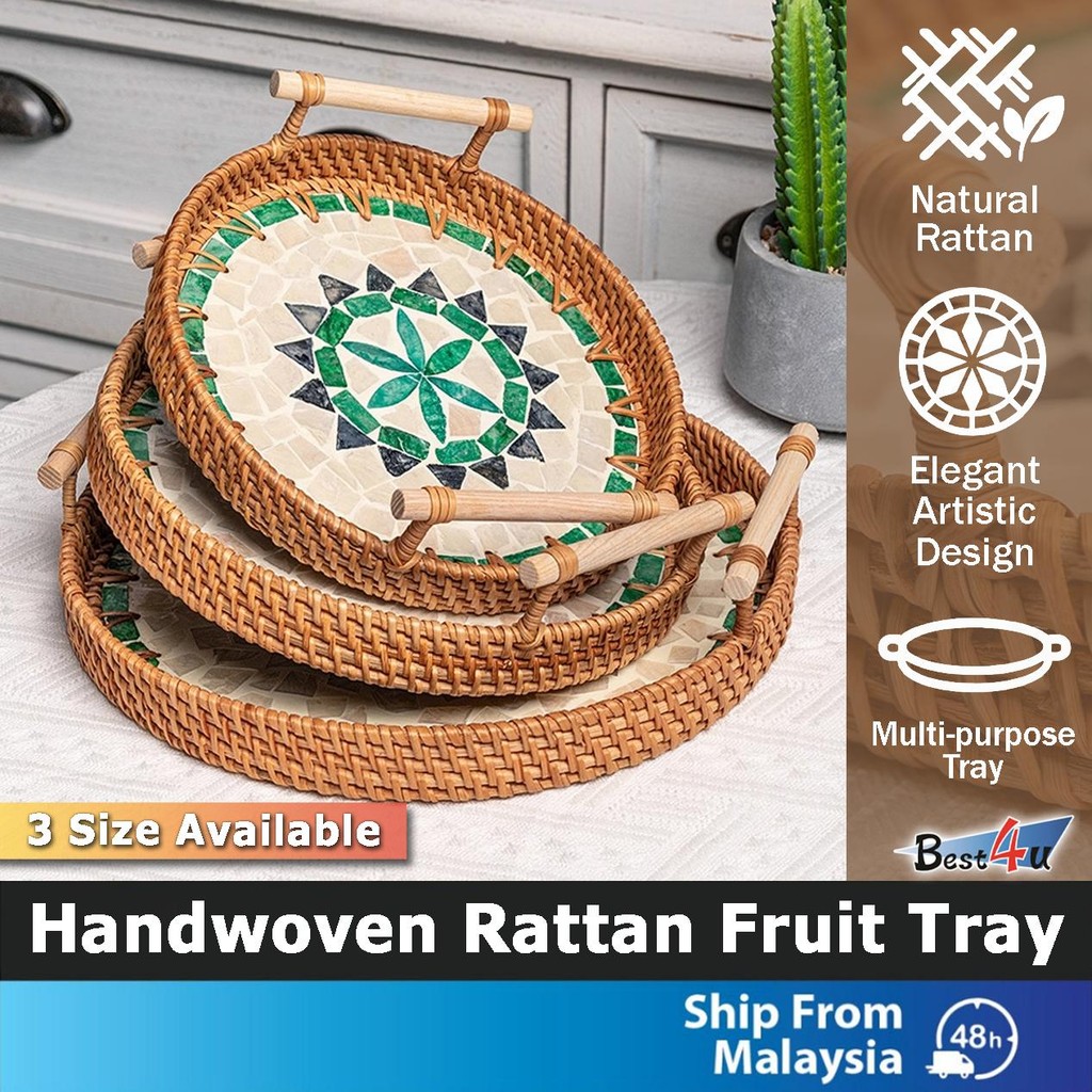 BEST4U Dulang Rotan Cengkerang | Rattan Shell Tray - Deco | Shopee Malaysia