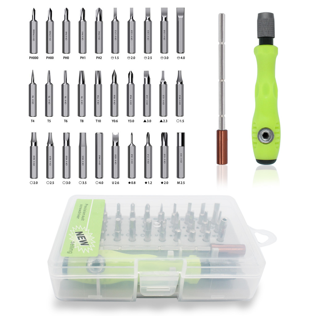 HIJAU TEKIRO Screwdriver Set 32 in 1 Transparent Box Multi Screwdriver ...