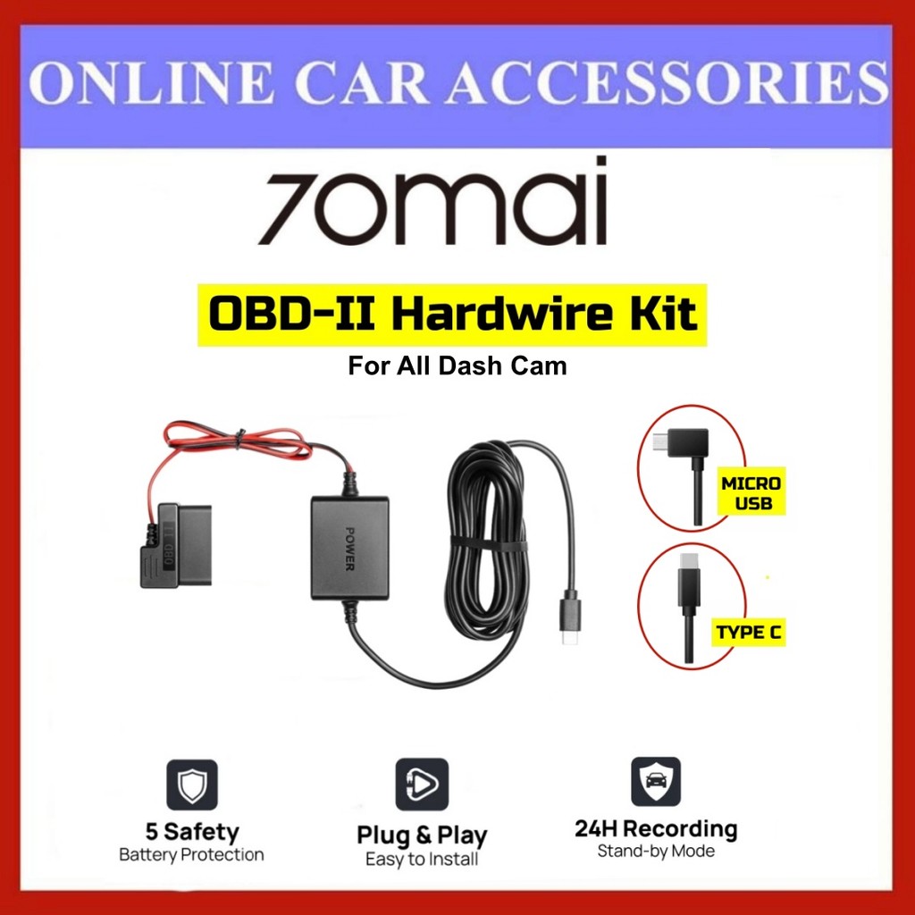 70mai OBD-II Hardwire Kit 24 Hours Parking Surveillance Easy To Set Up ...