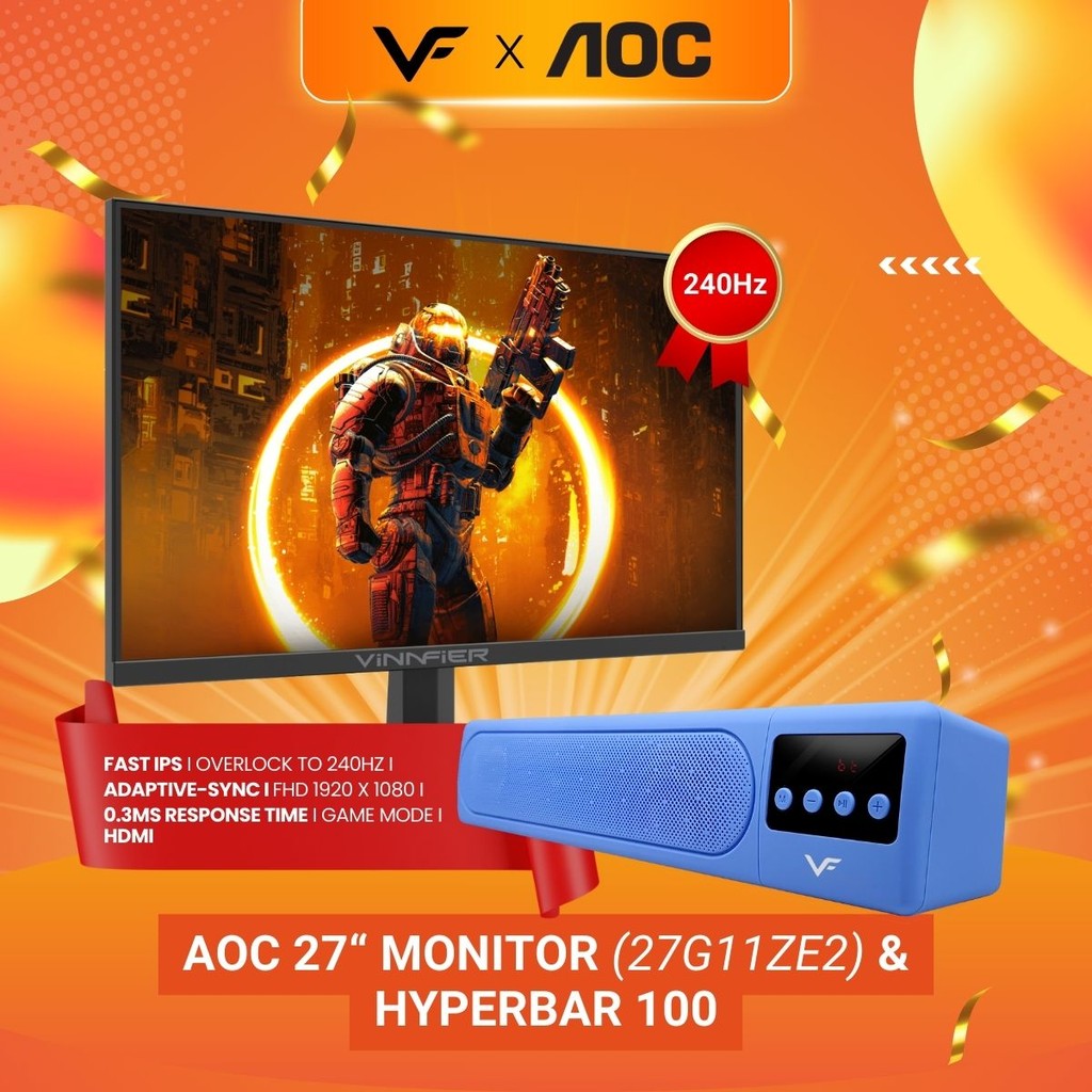 AOC Vinnfier Gaming Audio Speaker X AOC Monitor 27" 27G11ZE2 Fast IPS ...