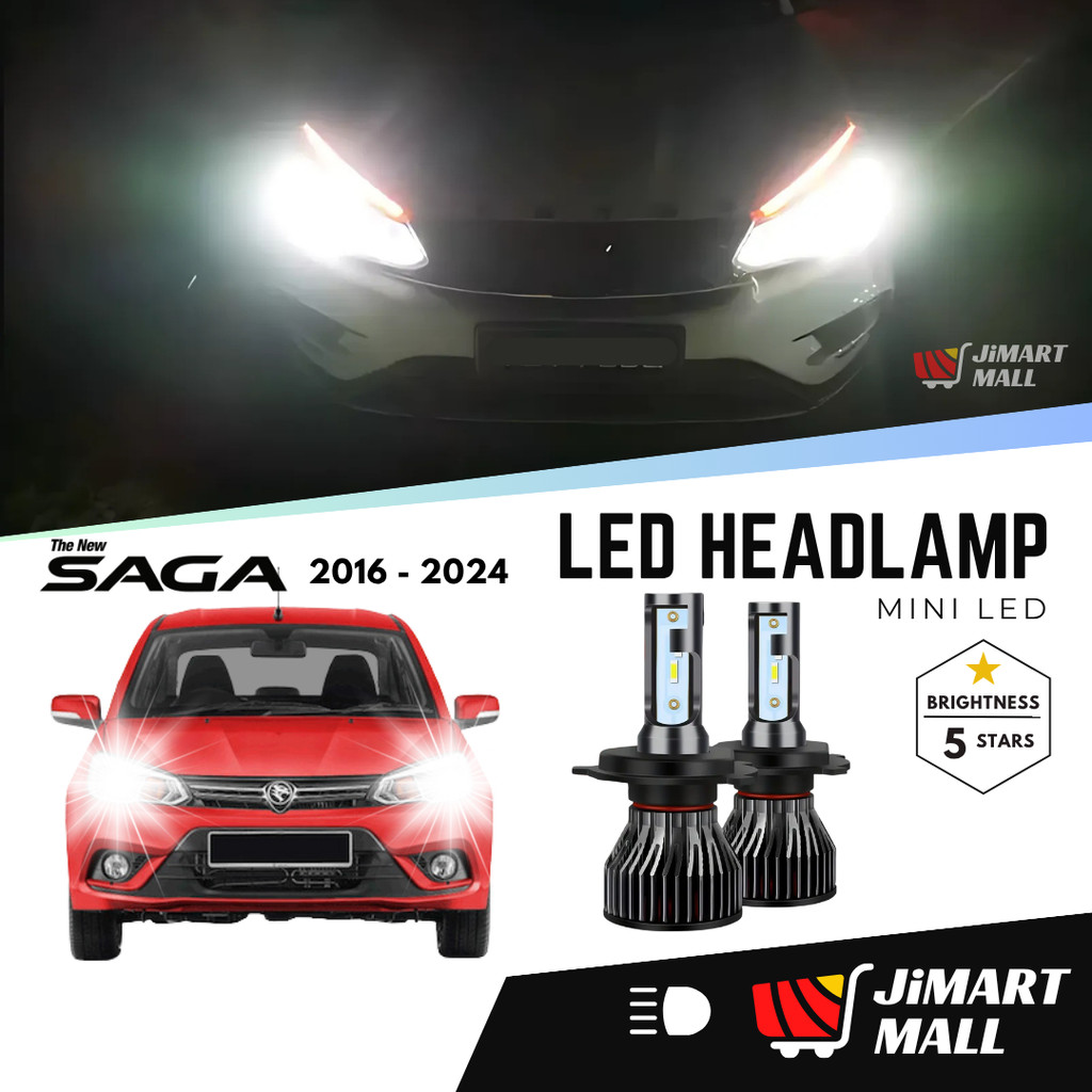 PROTON SAGA VVT HEADLAMP LED BULB 6000K White Car Head Light Lamp Besar ...