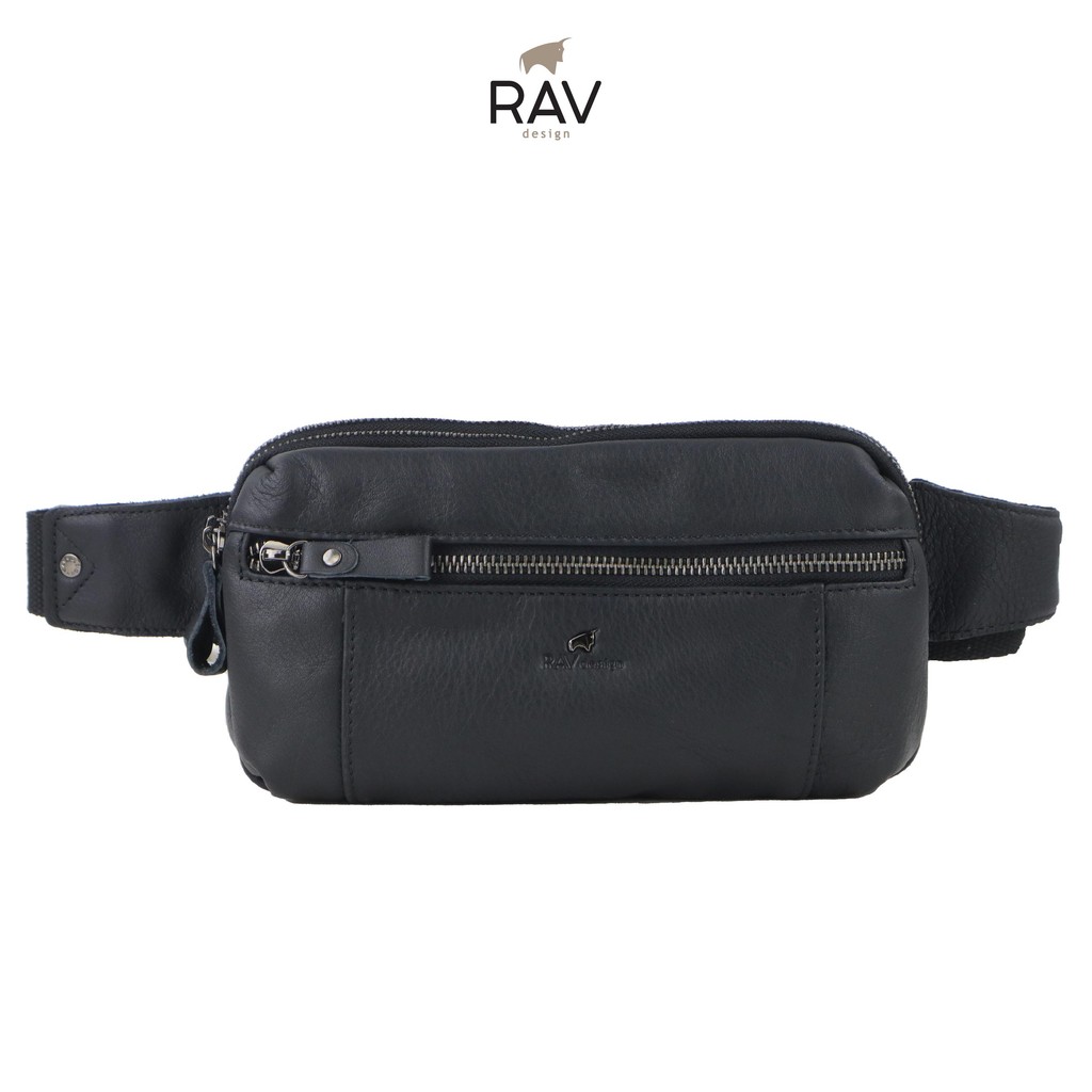 RAV DESIGN Men's Waist Bag / Genuine Leather / Black / RVY545G3 ...
