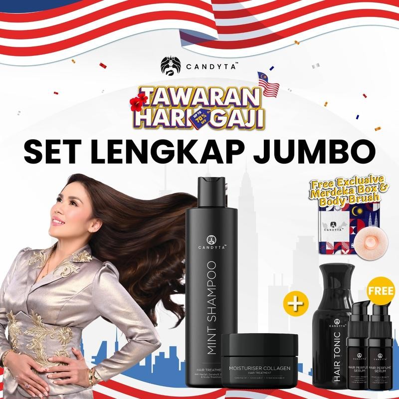 CANDYTA SET LENGKAP TREATMENT MINT SHAMPOO SERUM TONIC COLLAGEN RATU ...