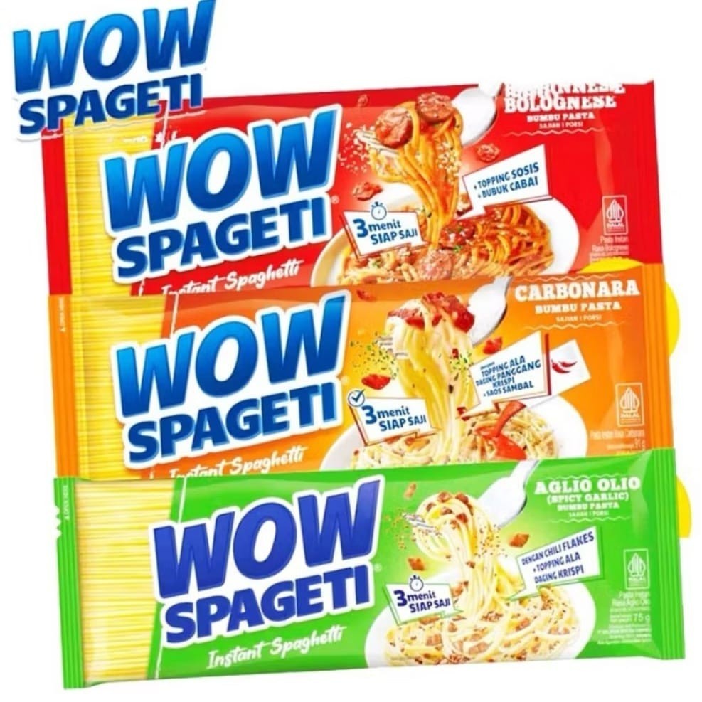 WOW SPAGETI INSTANT SPAGHETTI HALAL (MEATY BOLOGNESE 76G / CREAMY ...