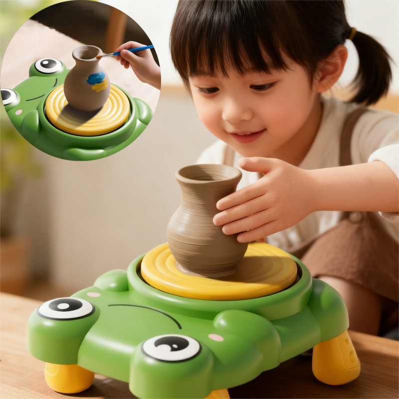 Kids DIY Electric Pottery Toy Clay Wheel Toy No-baking Clay Handmade ...