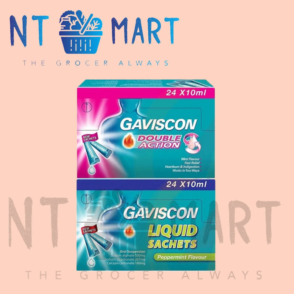Gaviscon Double Action / Peppermint Liquid Sachet (10ml x 24 Sachets ...
