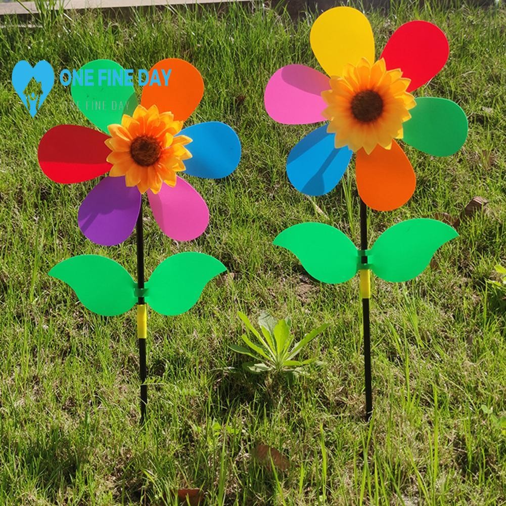 Six Colored Sunflower Hand Cranked Windmill Plastic School Amusement ...