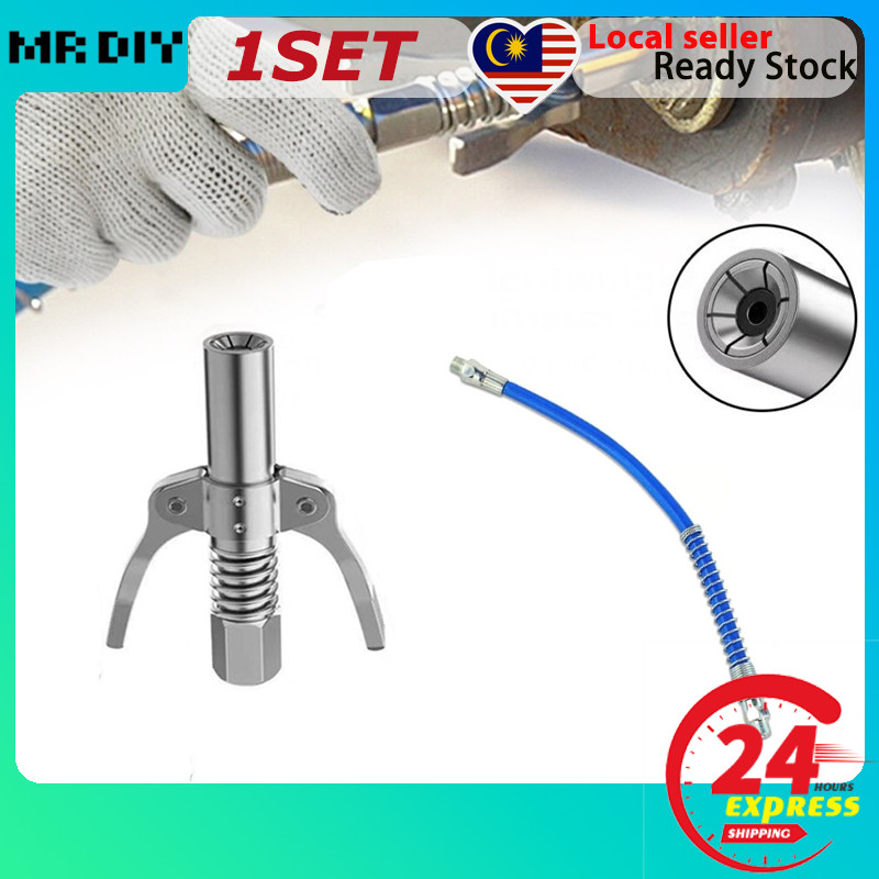 Self-locking quick-release grease gun hose (10,000 psi double handle ...