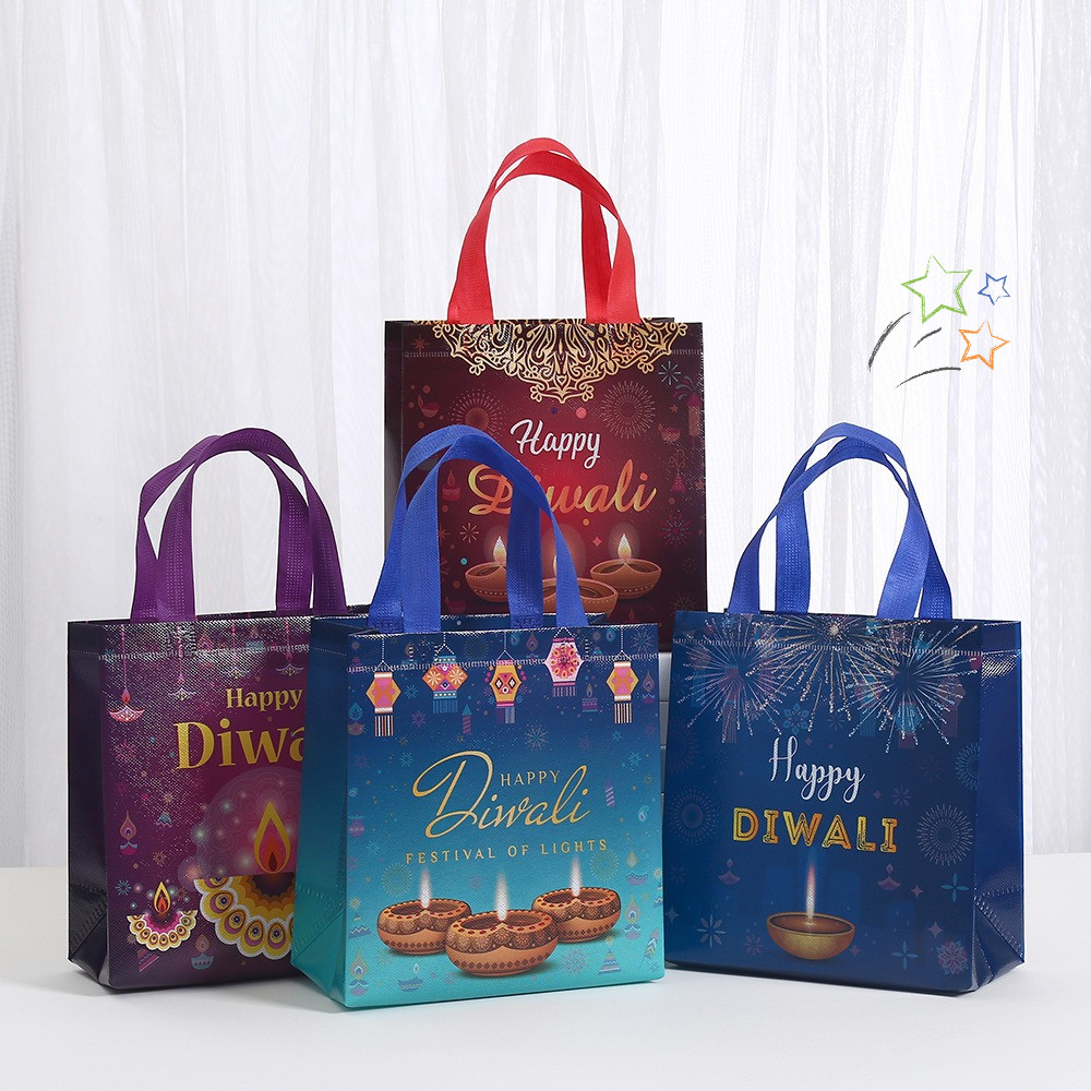 Diwali Tote Bag Deepavali Reusable Non Woven Packing Goodies Candy Bag ...