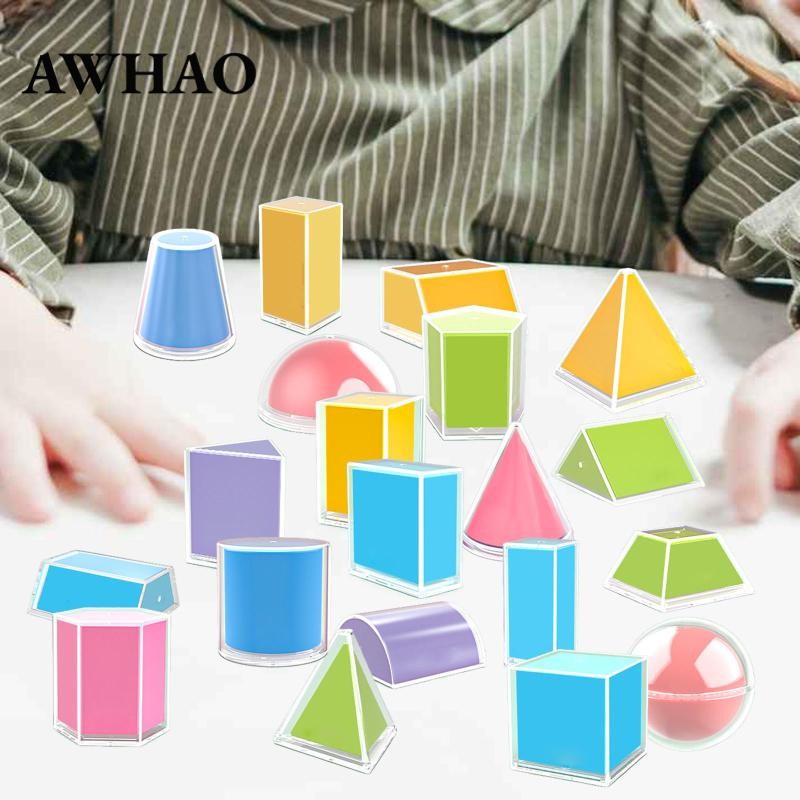 [AWHAO] 20-Piece Solid Geometric Shapes Set, 3D Foldable Shapes, for ...