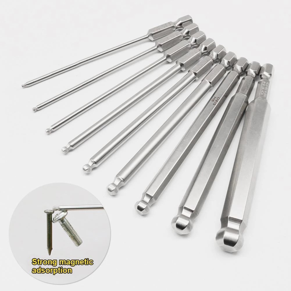 【GTTR】 1pc Ball End Hex Screwdriver Bit Metric Hex Bit 100mm Long ...